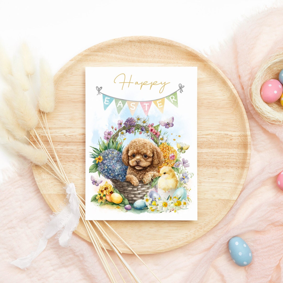 Poodle Easter Card, Dog Easter Cards, Happy Easter, Cute Easter Card ...
