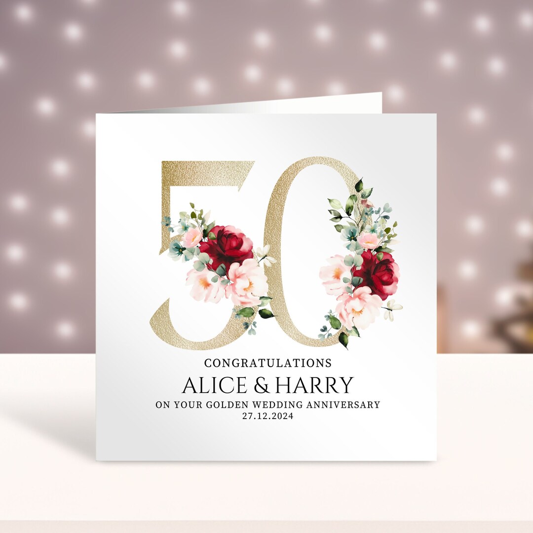 Personalised Golden Wedding Anniversary Card, 50 Years Together, 50th ...