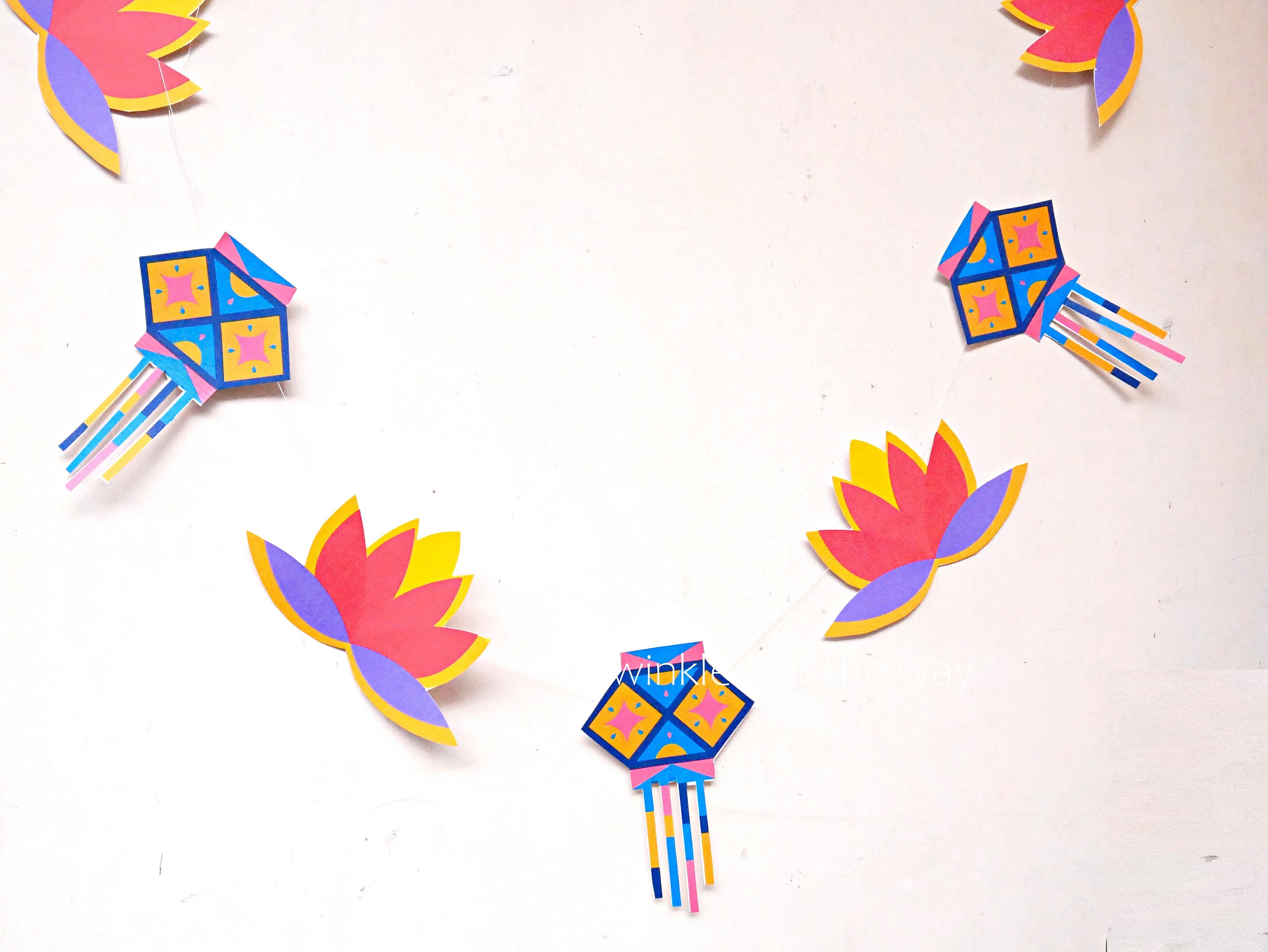 Diwali Toran Printable DIY Activity of Lotus and Candeel Designs ...