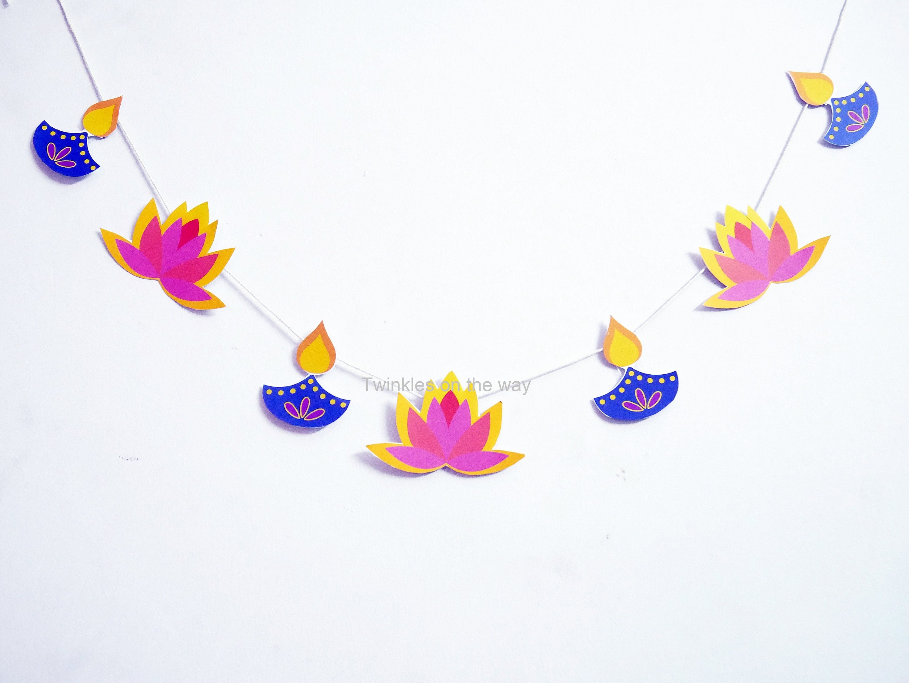 Diwali Toran Printable, Lotus and Diya Banner (digital Download) - Etsy
