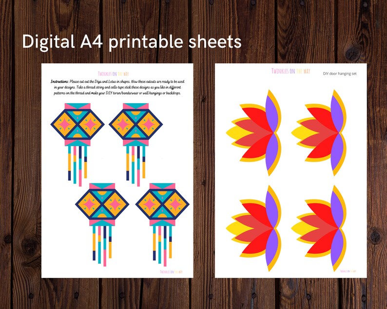 Diwali Toran Printable DIY Activity of Lotus and Candeel Designs ...