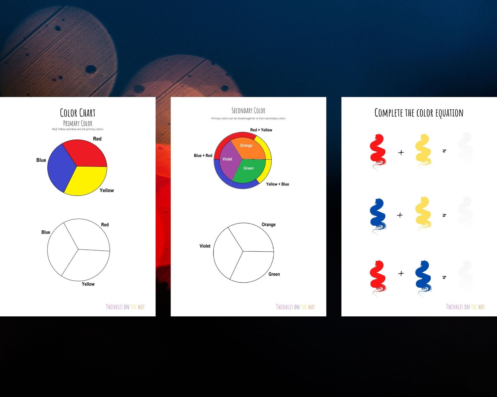 Color Chart, Primary Colors, Secondary Colors, Printable Color Equation ...