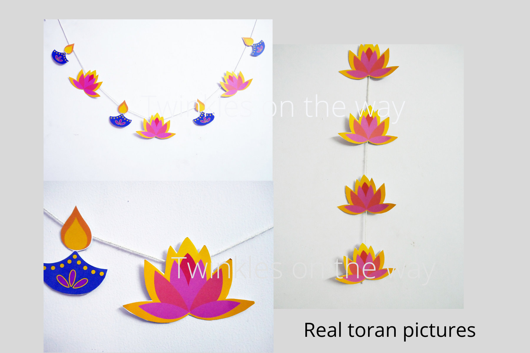 Diwali Toran Printable DIY Activity of Lotus and Diya Designs, Digital ...