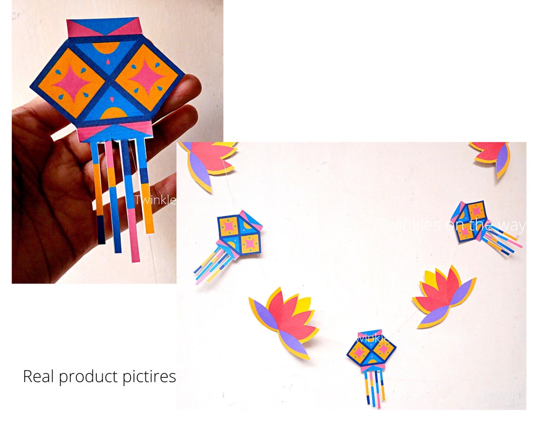 Diwali Toran Printable DIY Activity of Lotus and Candeel Designs ...