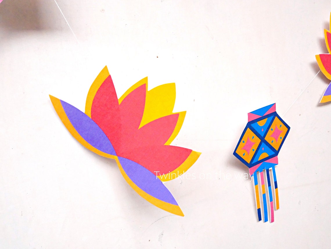 Diwali Toran Printable DIY Activity of Lotus and Candeel - Etsy