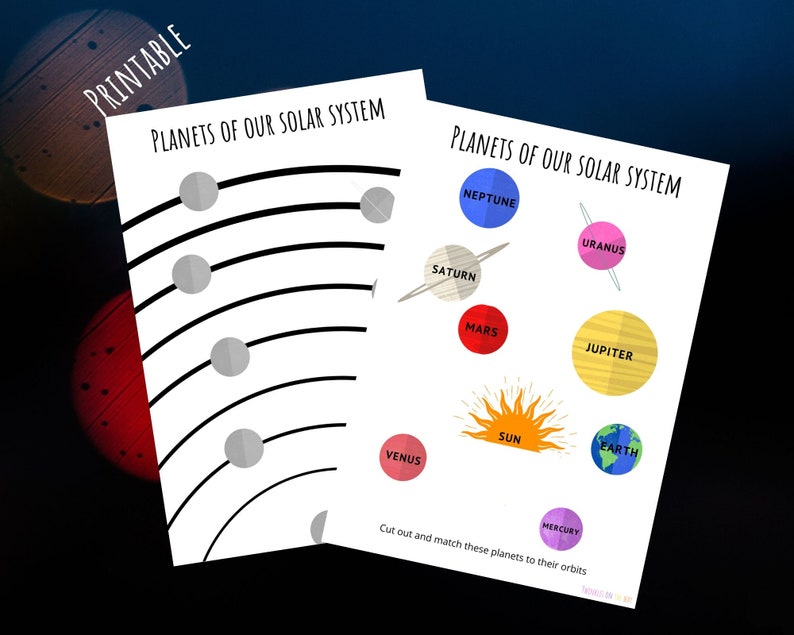 Planets Of The Solar System Matching Game Printable Planets Etsy