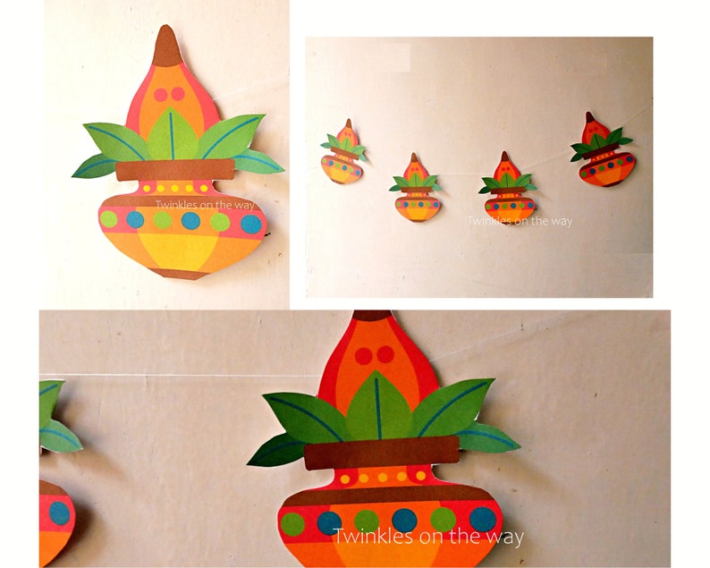 Lotus, Kalash, Green Leaf, Diya Diwali Thoran Printable DIY Activity ...