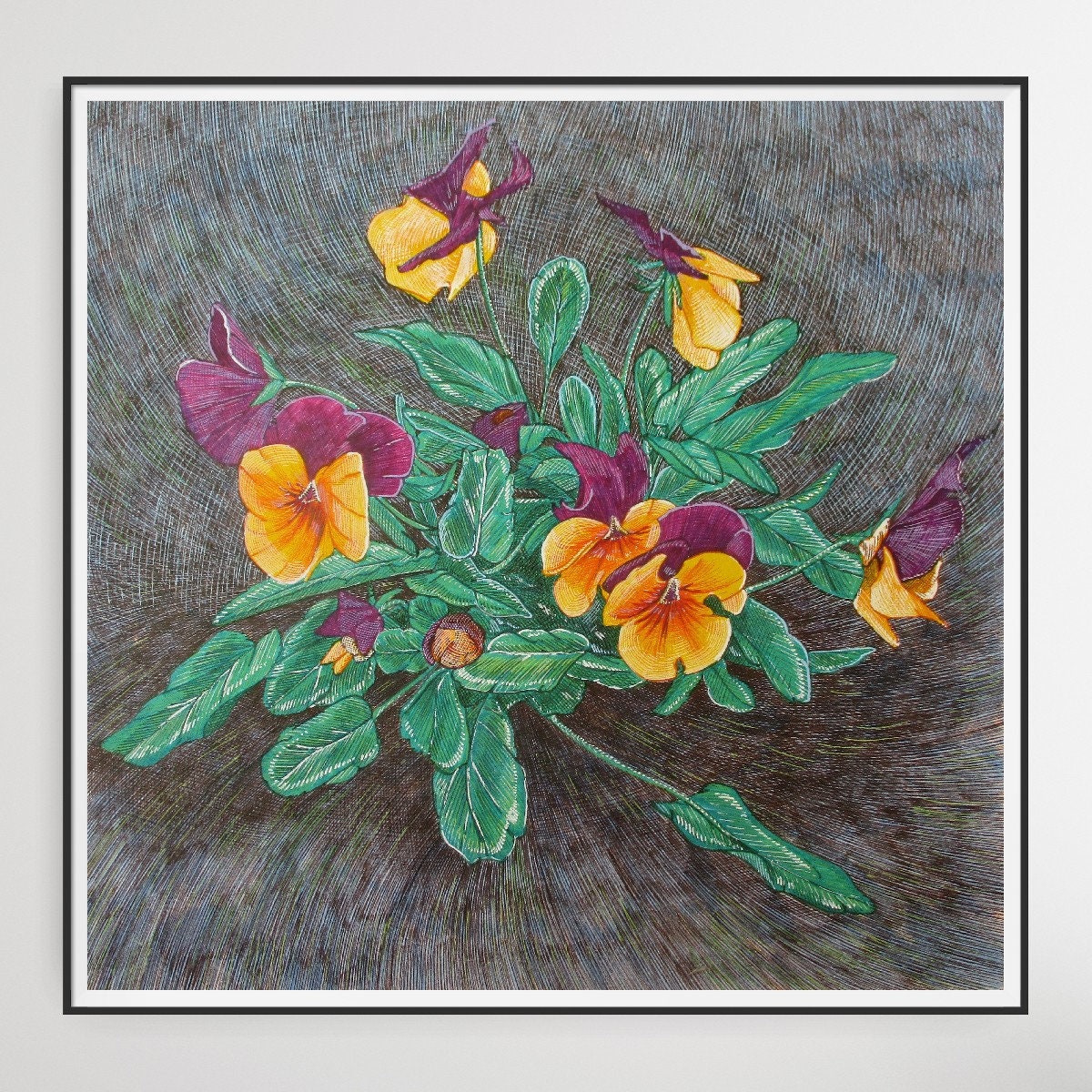 Pansy Painting Original Pen and Ink Drawings Pansies Art - Etsy