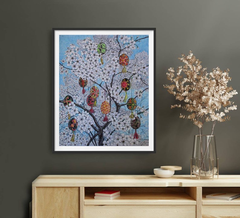 Cherry Blossom Painting Original Pen and Ink Drawings Ukrainian Easter ...