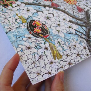 Cherry Blossom Painting Original Pen and Ink Drawings Ukrainian Easter ...