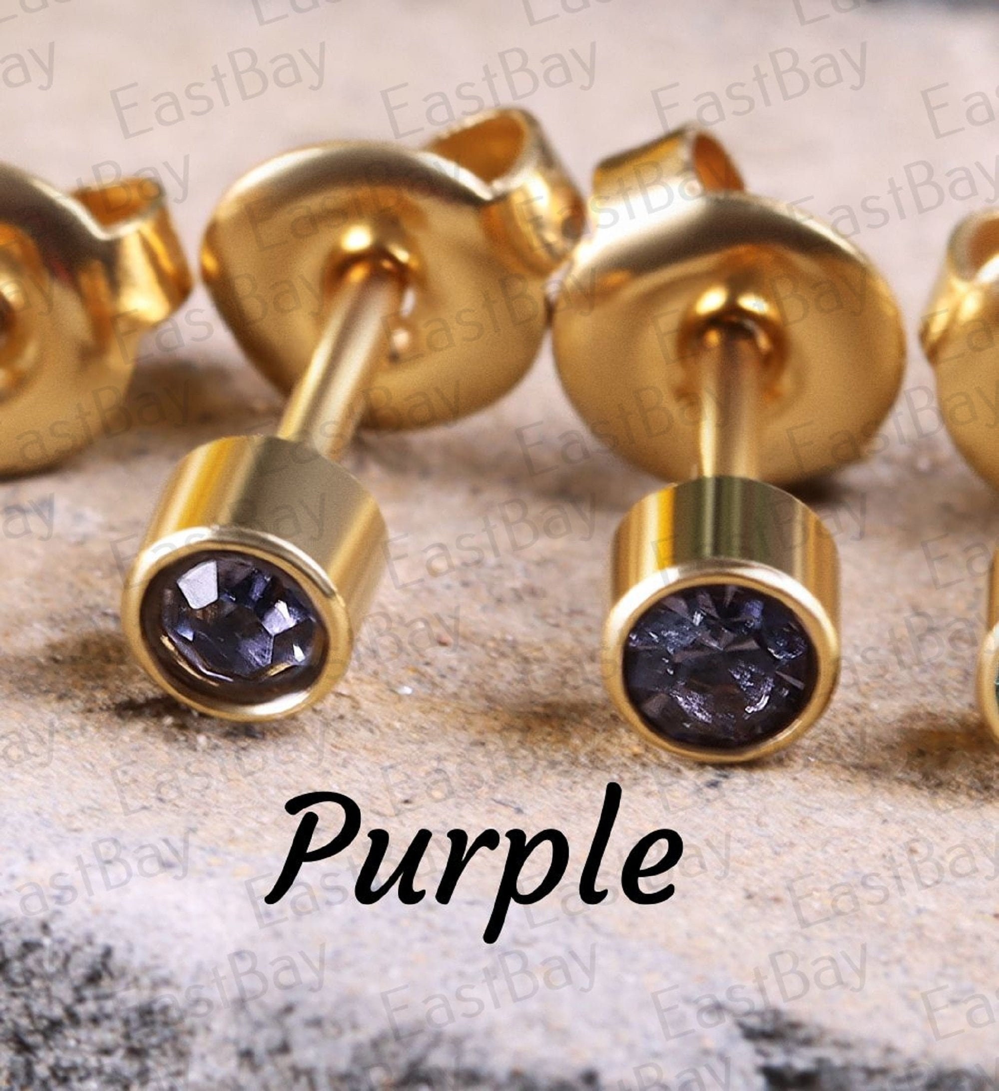 Ear Piercing Studs Stud Earrings Surgical Steel Pairs Rose Gold Silver ...