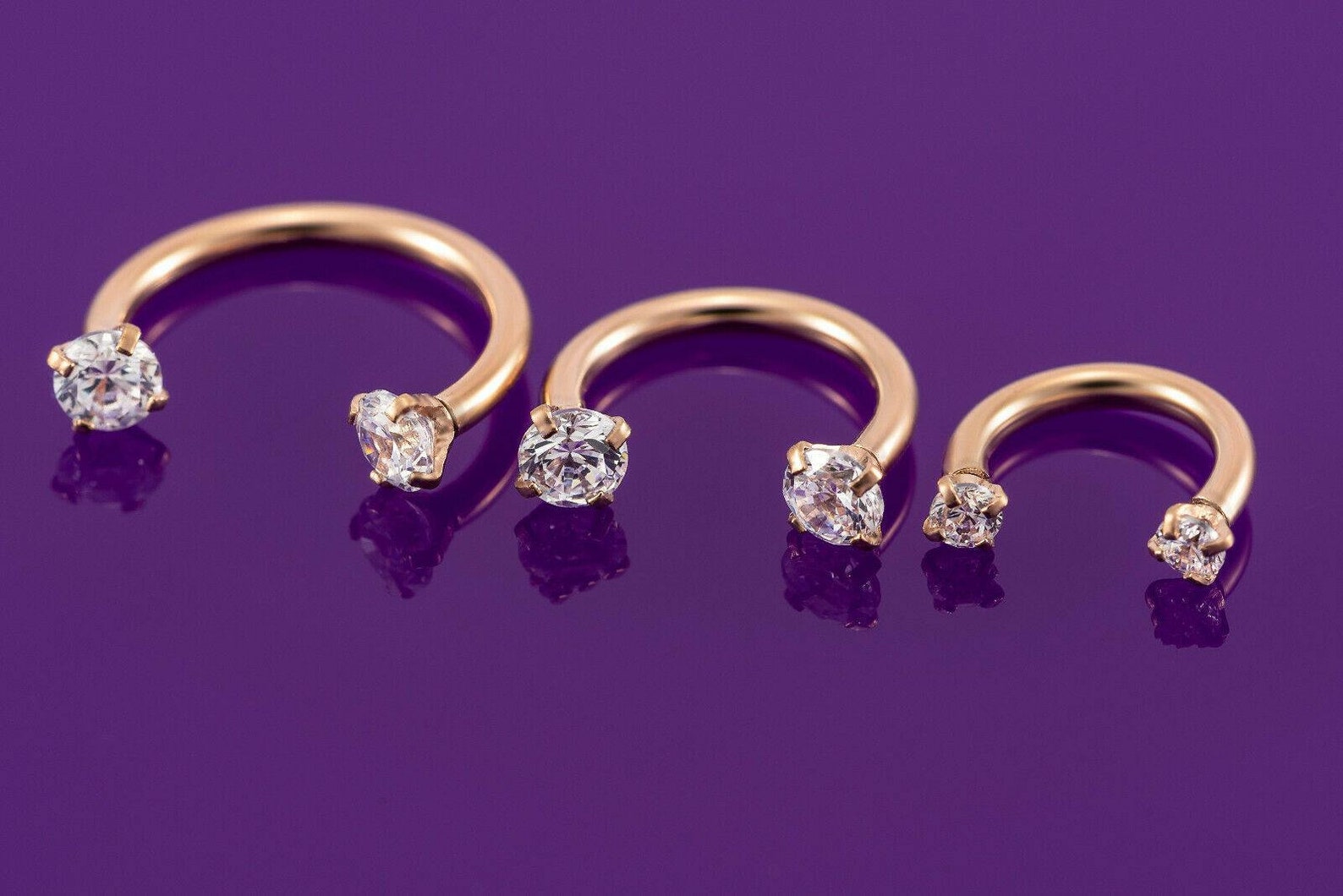 CZ Gold Horseshoe Gem Piercing Surgical Steel Clawset Barbell - Etsy UK