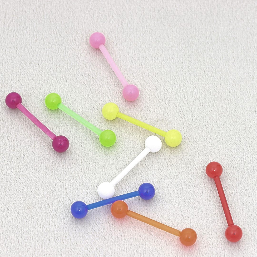 Neon, Bioflex, Retainer, Festival Tongue Bar, 316L Surgical Steel ...