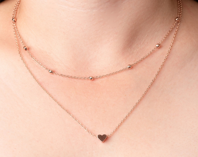 Double Strand Chain Necklace, Dainty Layered Style, Simple Chain ...