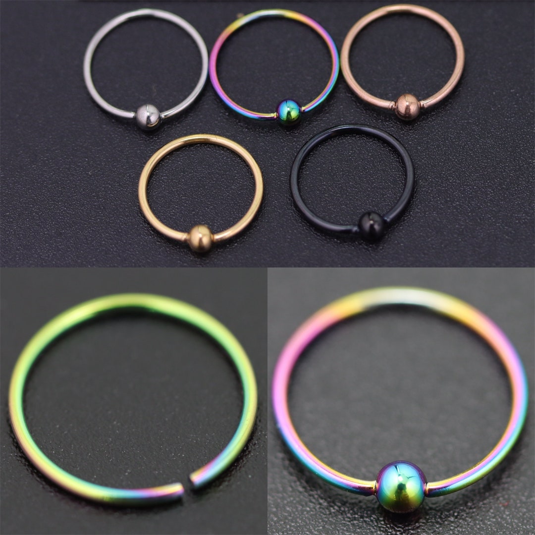 Rainbow, Nose Ring, Nose Hoop, Nose Ring Hoop, Nose Piercing, Helix ...