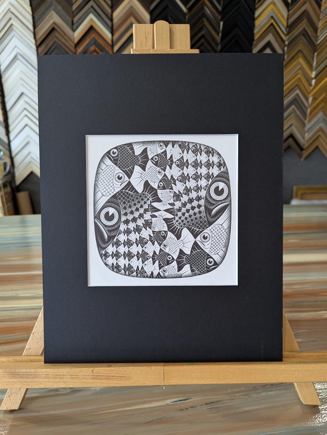 MC Escher Matted Art- Fishes and Scales - Etsy