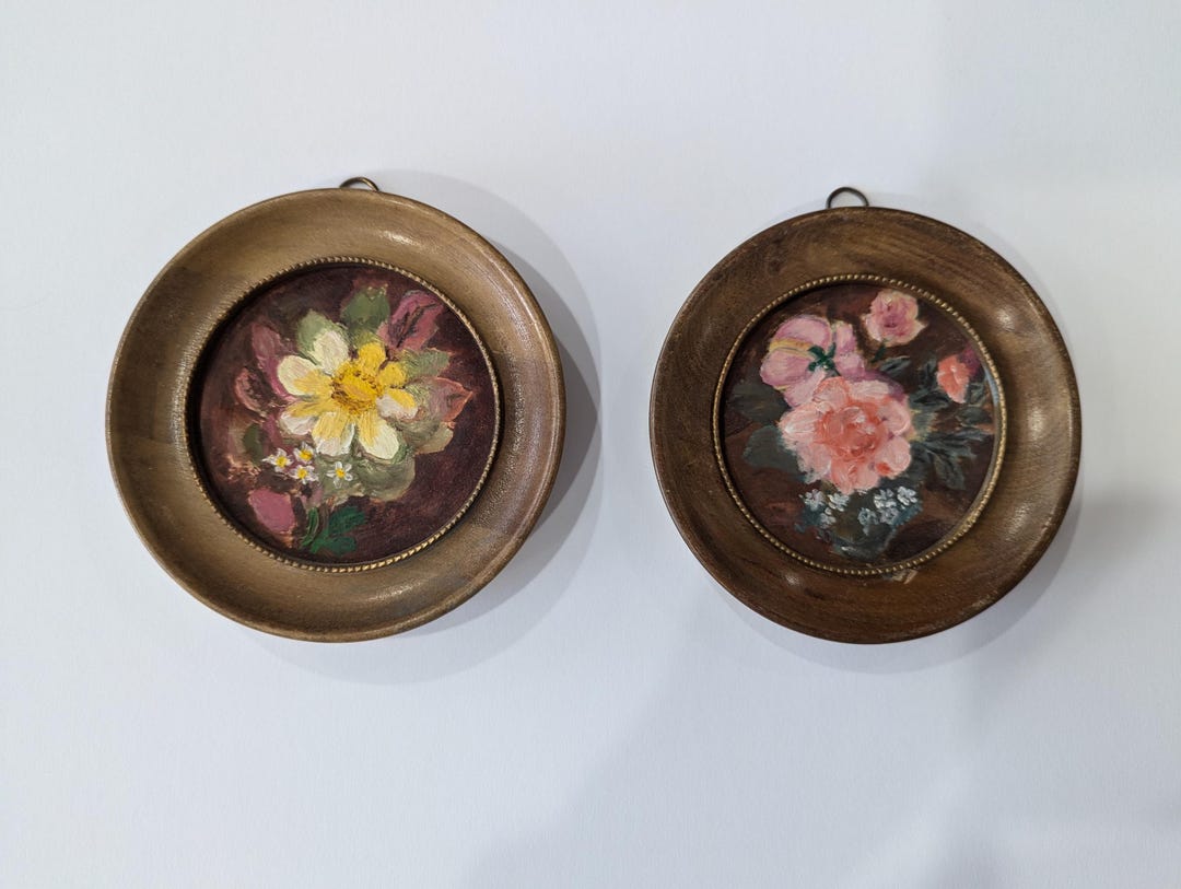 Set of Two Miniature Circle Paintings - Etsy