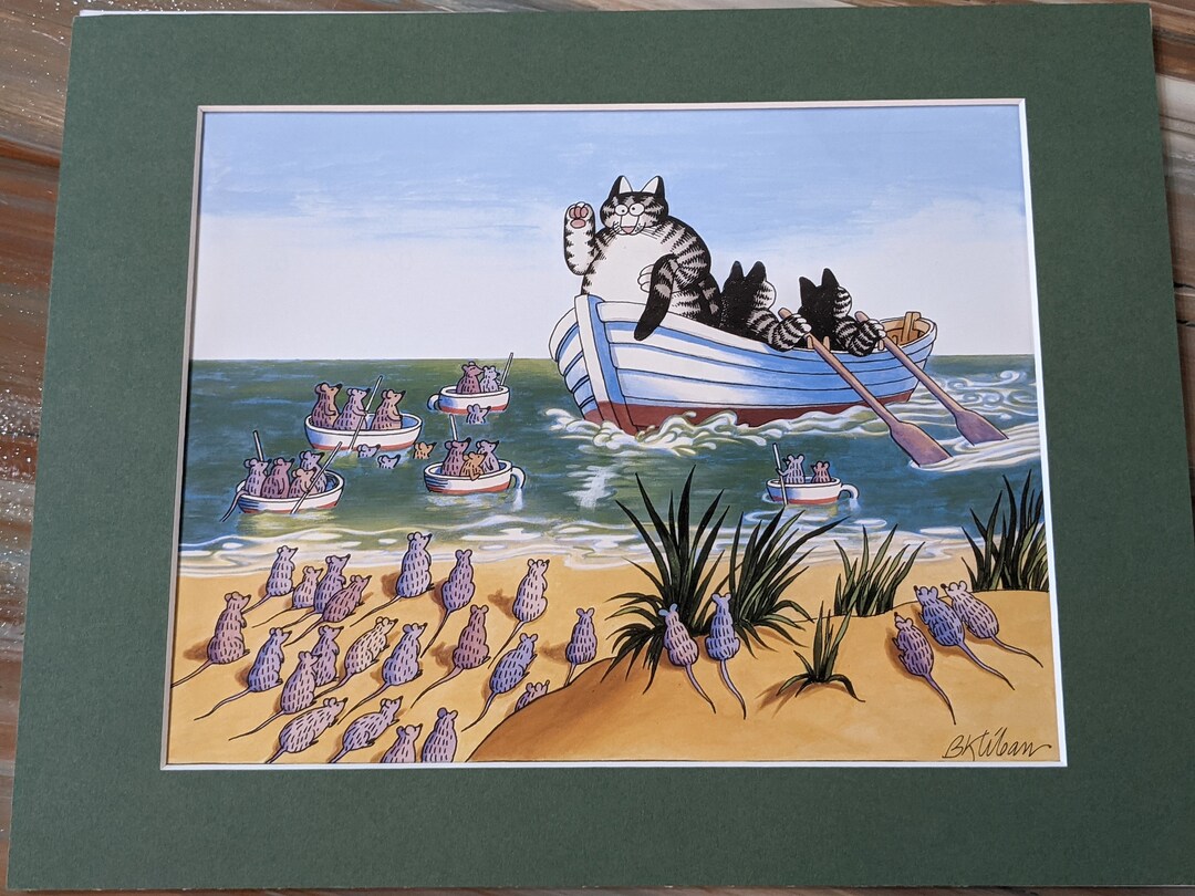 Kliban Cat From 2020 Calendar / Cats and Mice Beach Scene - Etsy