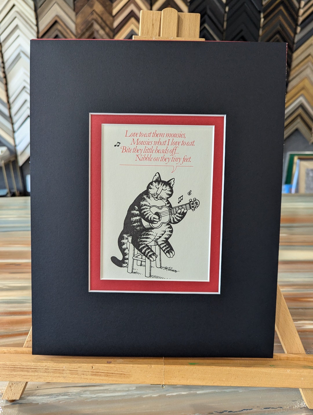 Kliban Cat Matted Print- 1977- Love to Eat Them Mousies - Etsy