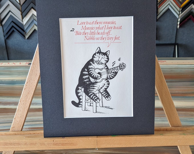 Kliban Cat Matted Print 1977 Love to Eat Them Mousies - Etsy