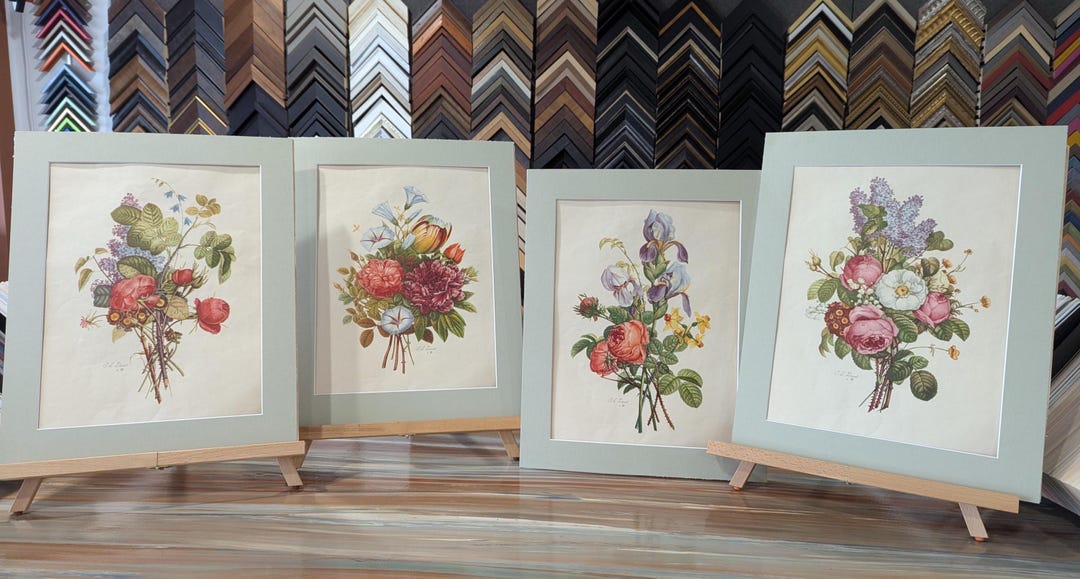 Set of 4 Jean Louis Prevost Matted Etching Tone Prints- Florals - Etsy