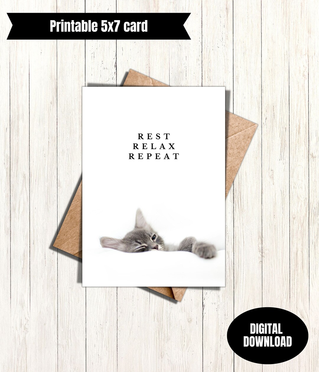 Rest Relax Repeat Get Well Soon Printable Card - Etsy