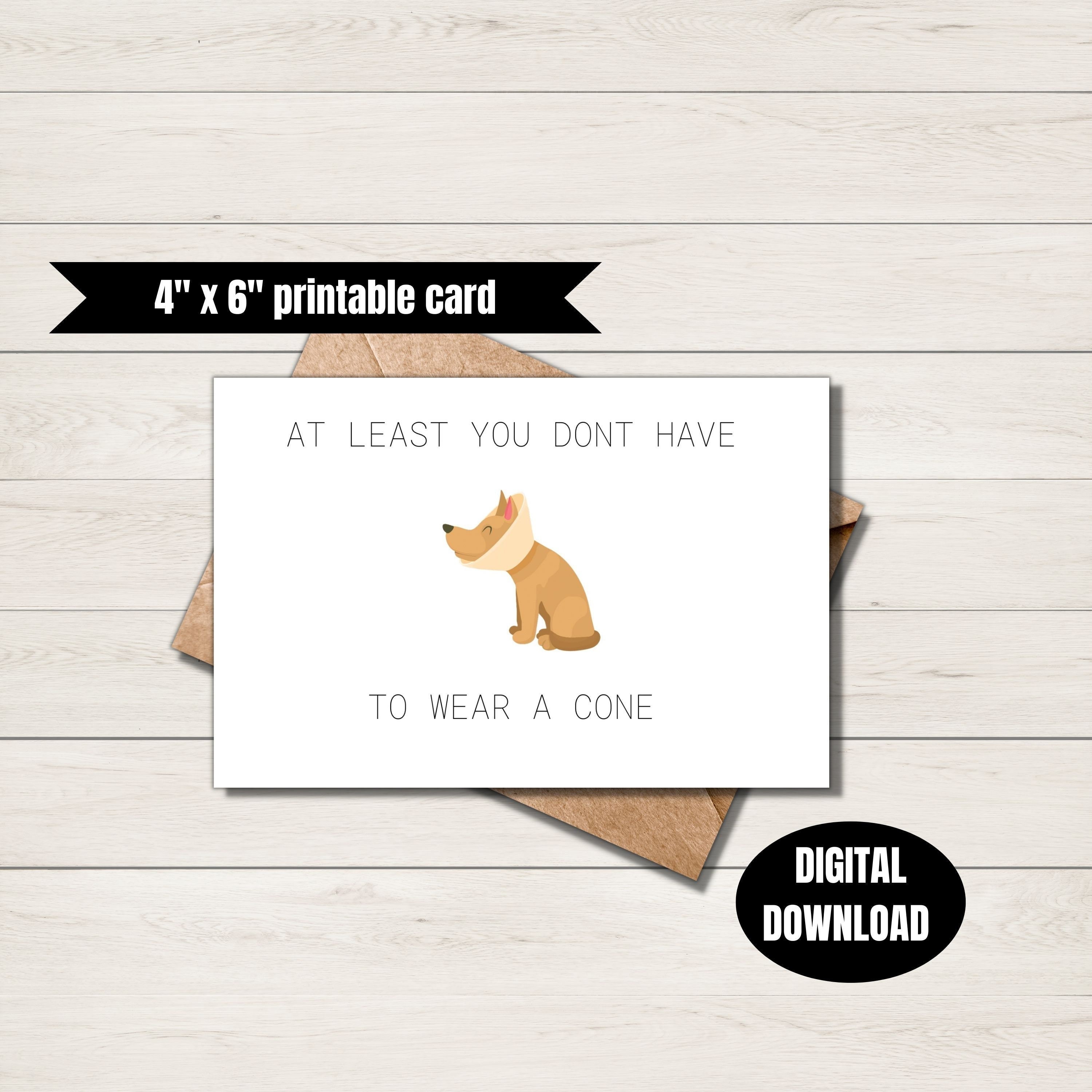 Get Well Card, Funny Dog Card, at Least You Don’t Have to Wear a Cone ...