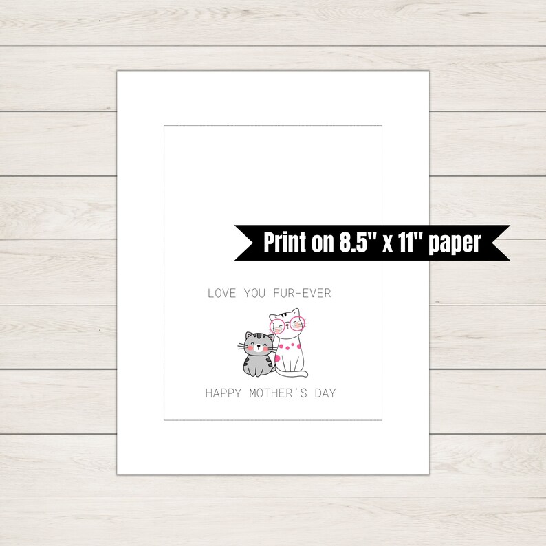 Mother’s Day Printable Greeting Card I Love You Fur-ever Cat Card - Etsy