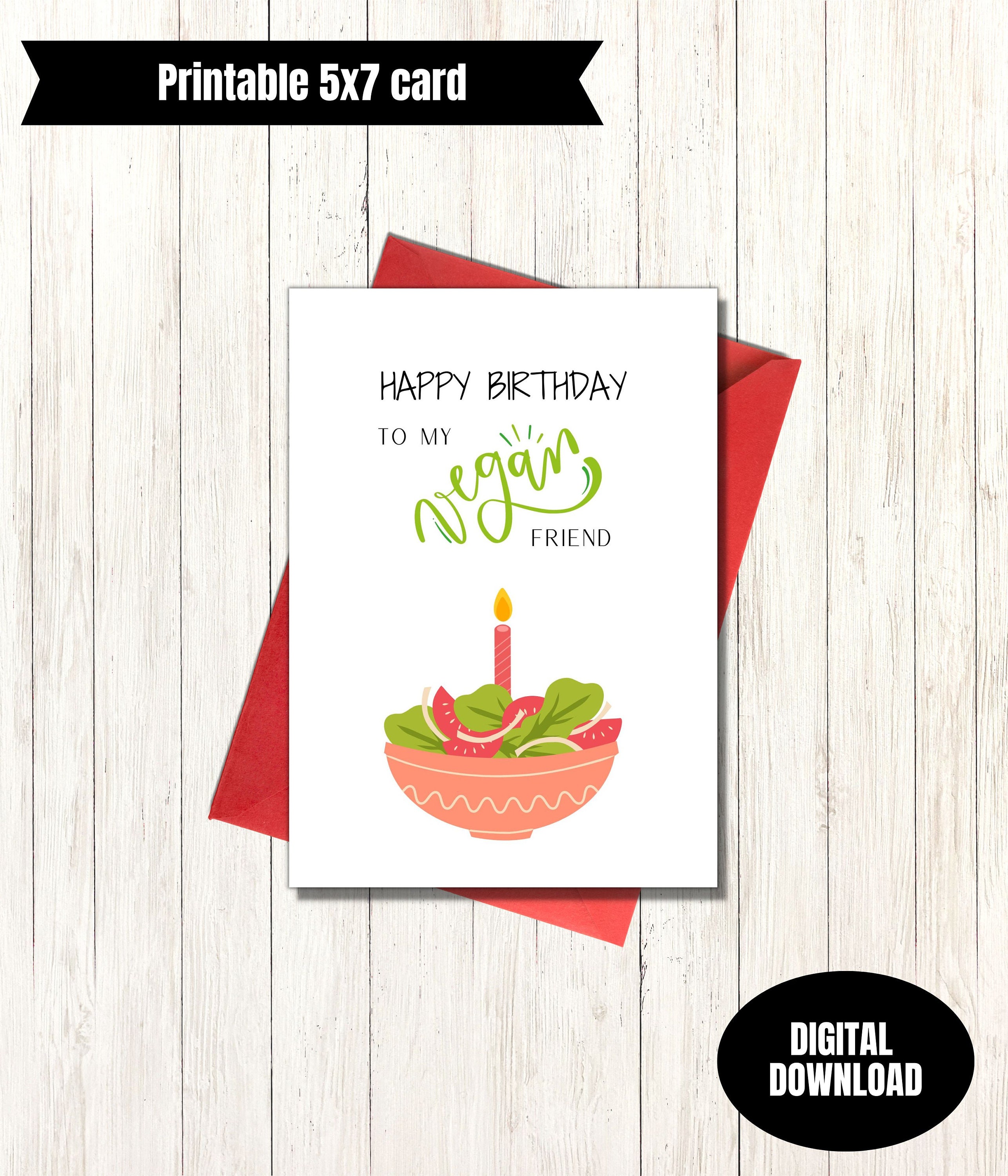 Funny Vegan Birthday Card Printable Greeting Card - Etsy