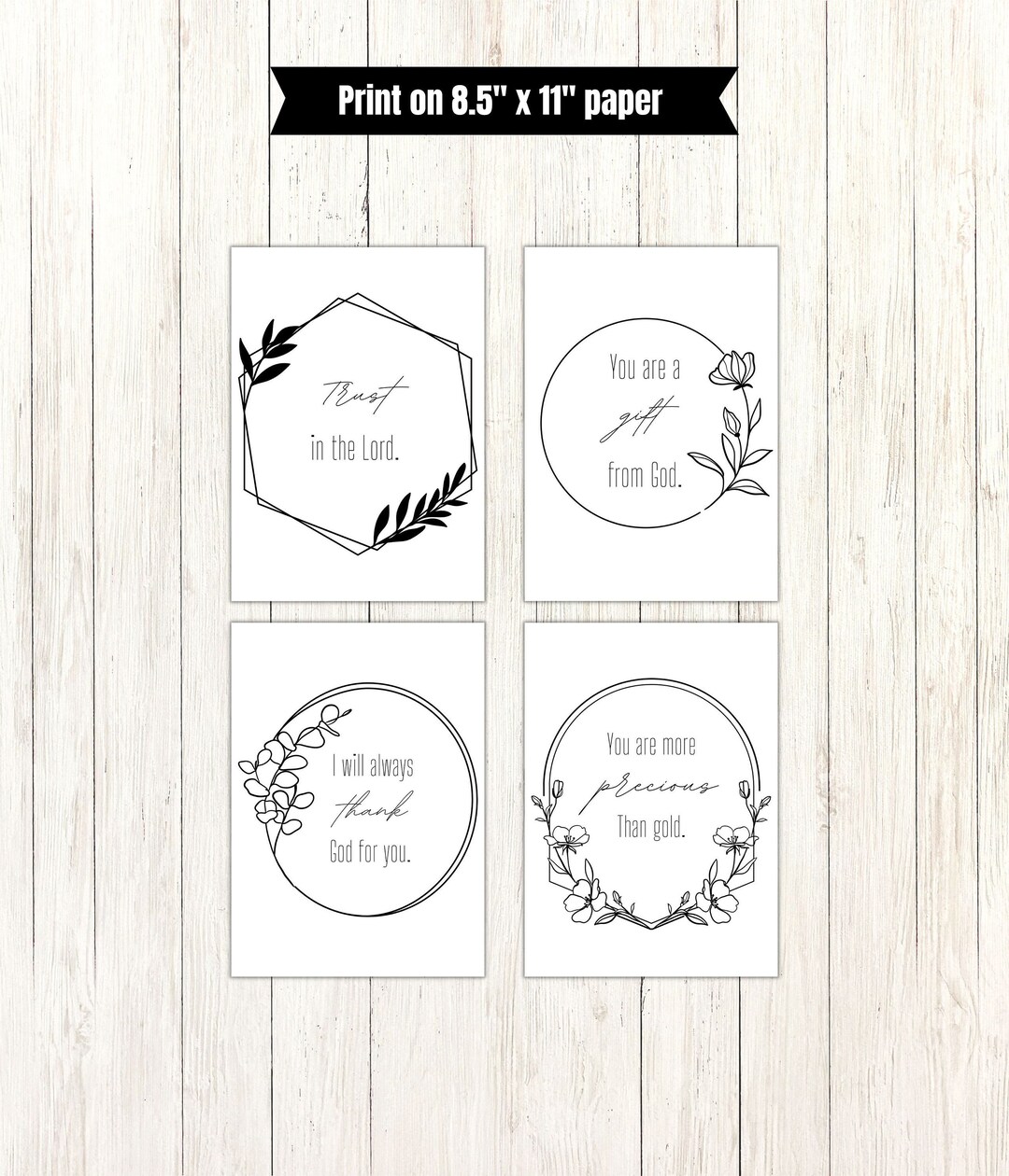 Set of Four Christian Blessing Cards Printable Greeting Cards - Etsy
