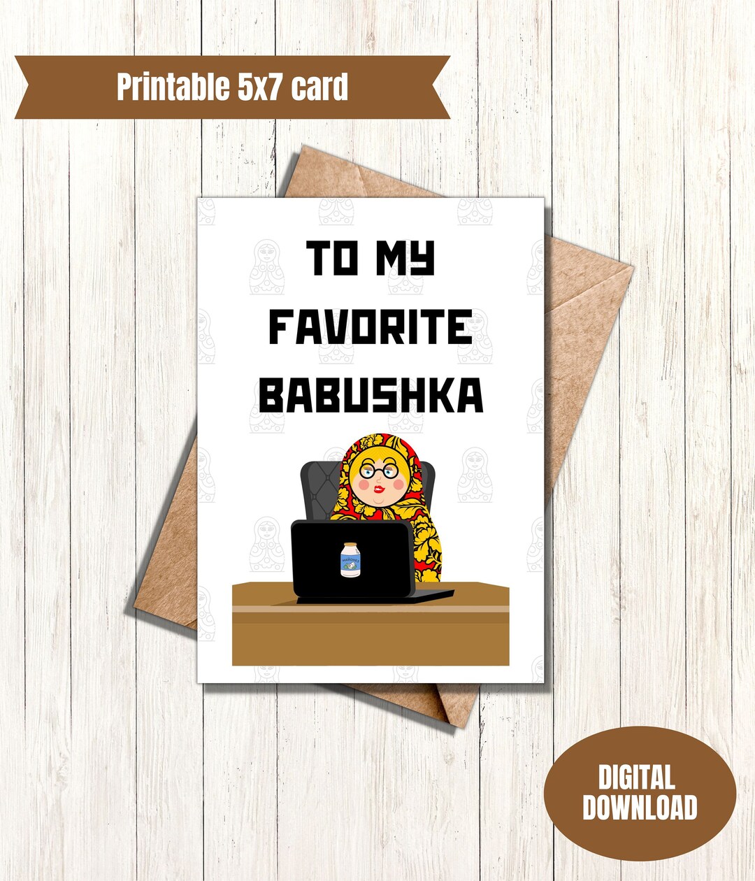 Babushka Printable Greeting Card Etsy