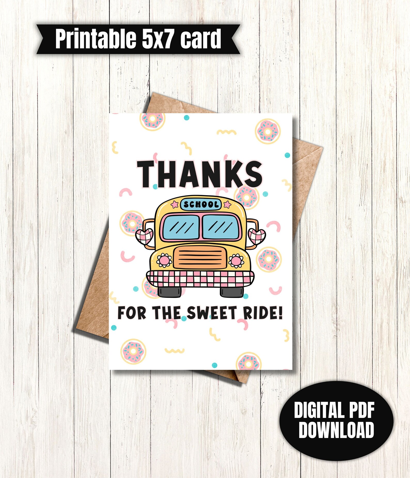 Bus Driver Card, 5x7 Card, Thank You Card, Sweet Ride, Bus Driver, Bus ...