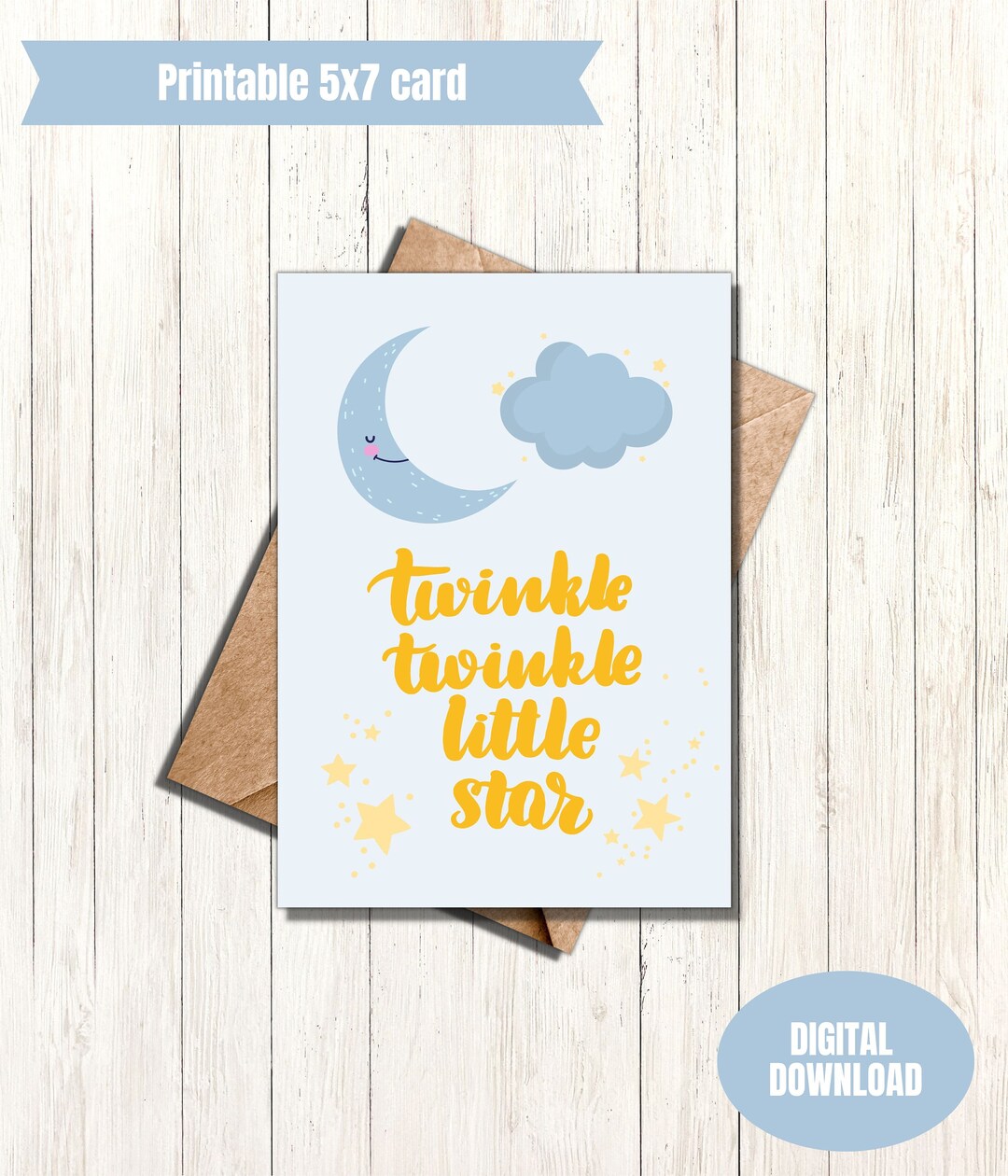Twinkle Twinkle Little Star Baby Shower New Baby Printable Greeting ...