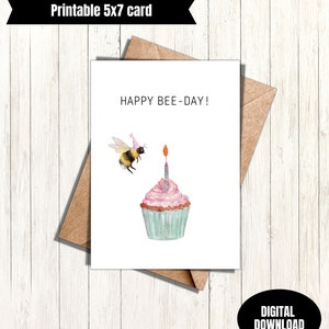 Happy Bee Day, Bee Birthday, Printable Greeting Card Print at Home ...