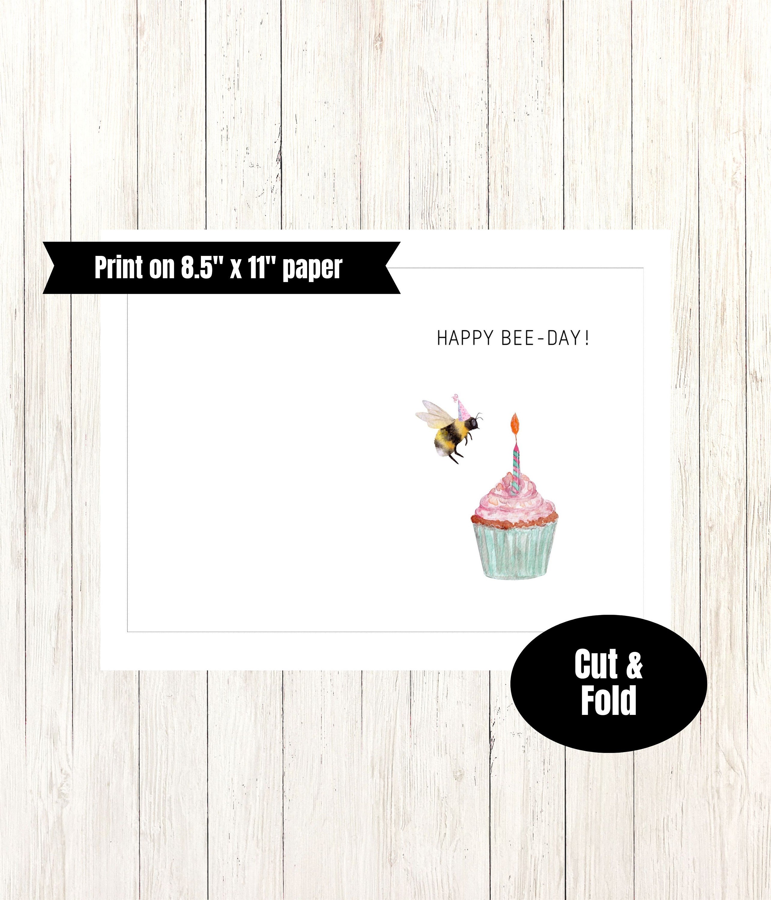 Happy Bee Day Bee Birthday Printable Greeting Card - Etsy