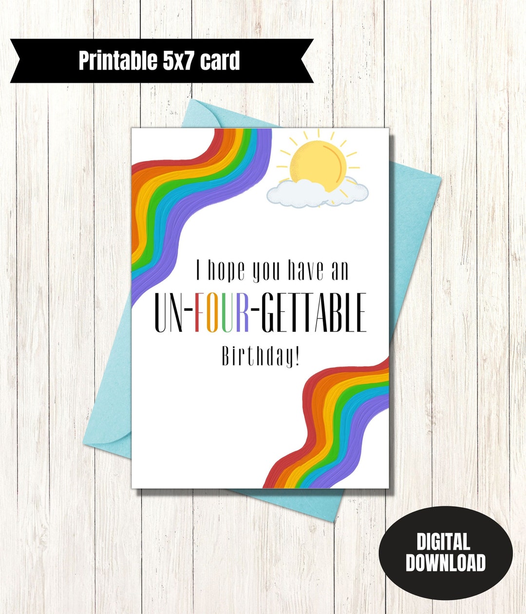Fourth Birthday Card I Hope You Have an Unfourgettable Birthday - Etsy