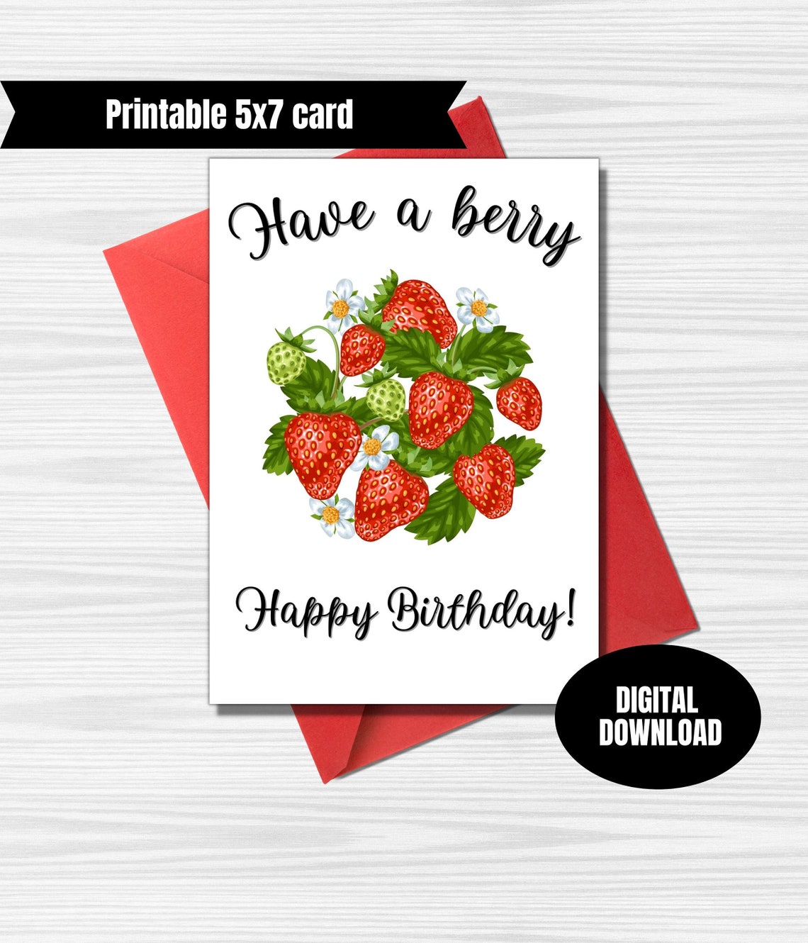Berry Happy Birthday Digital Greeting Card - Etsy