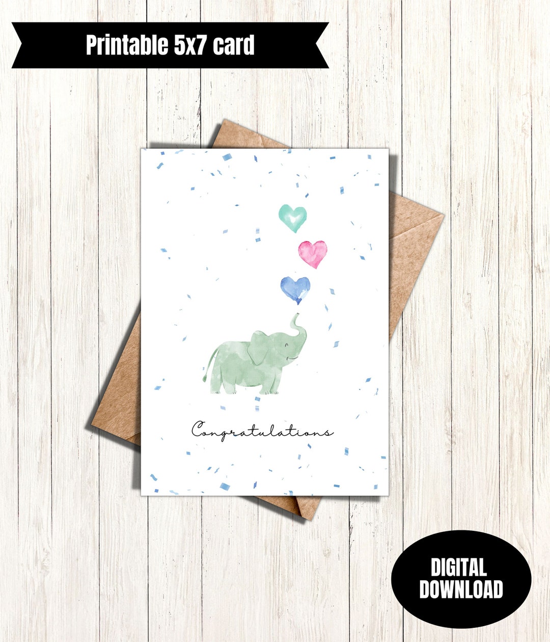 Congratulations New Baby or Baby Shower Printable Greeting Card - Etsy
