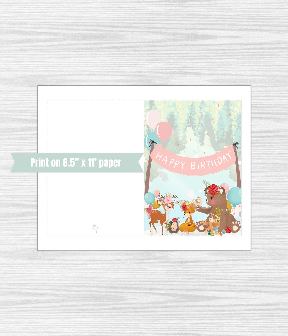 Forest Animals Birthday Card for Girls - Etsy