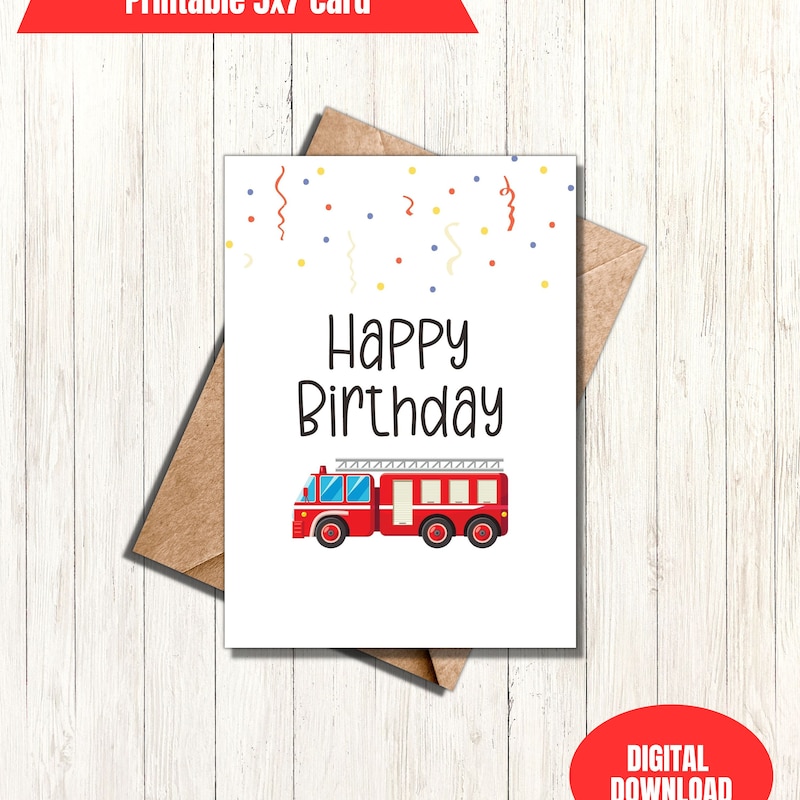 Fire Truck Happy Birthday - Etsy