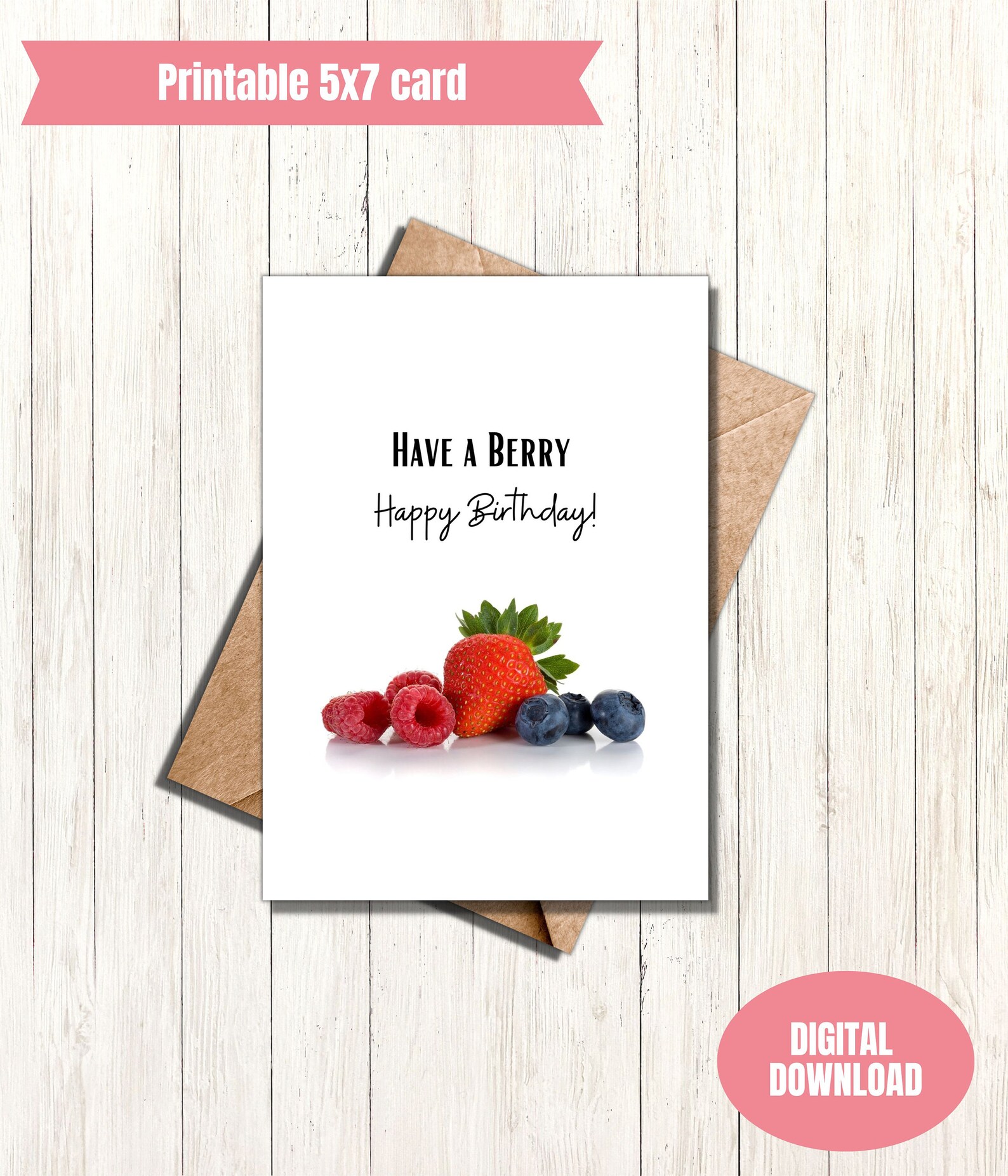 Have a Berry Happy Birthday Printable Greeting Card - Etsy