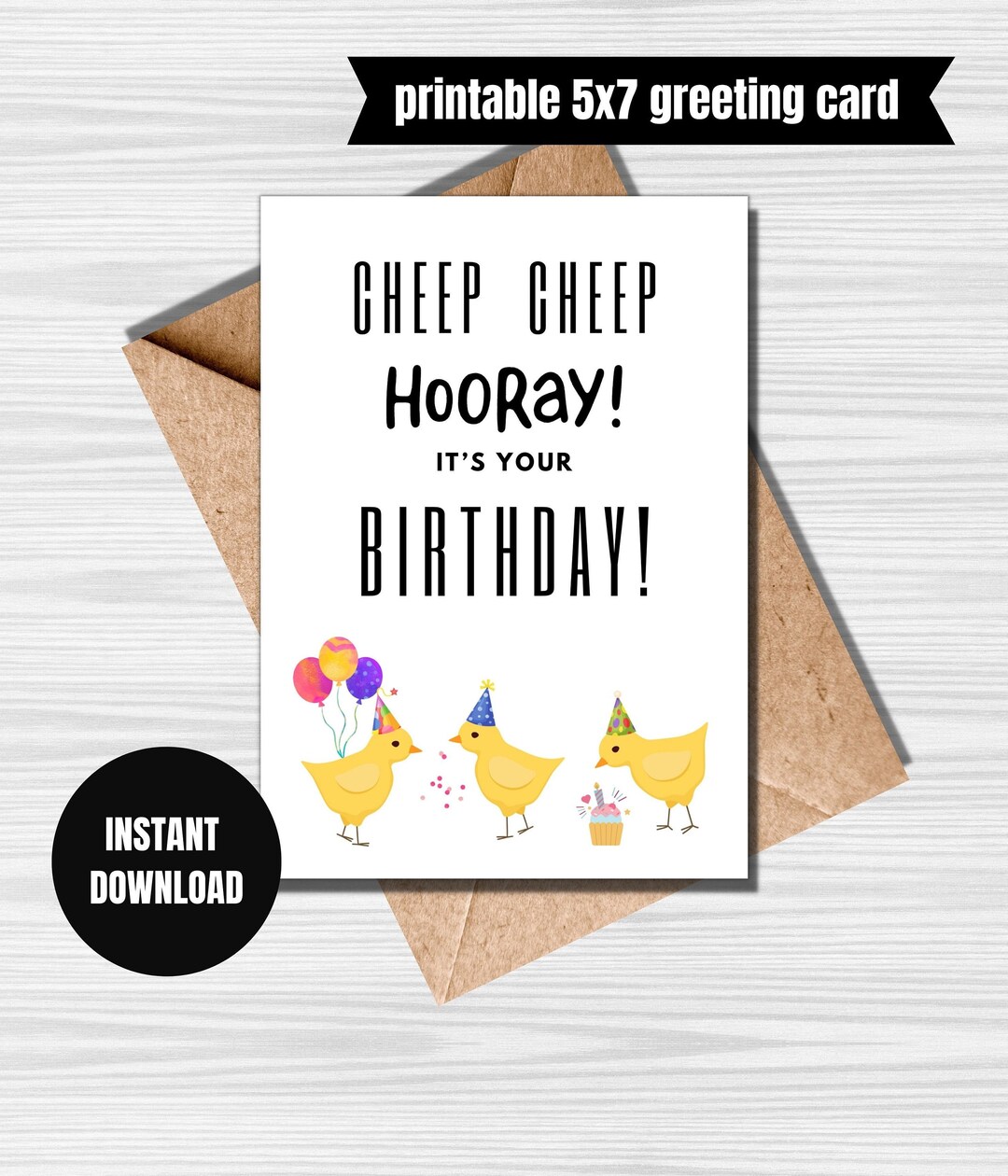 Instant Download Birthday Chicks Greeting Card - Etsy