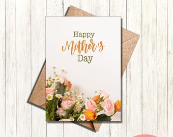 Floral Printable Mothers Day Card 1 Instant Download, DIY Print Cards ...
