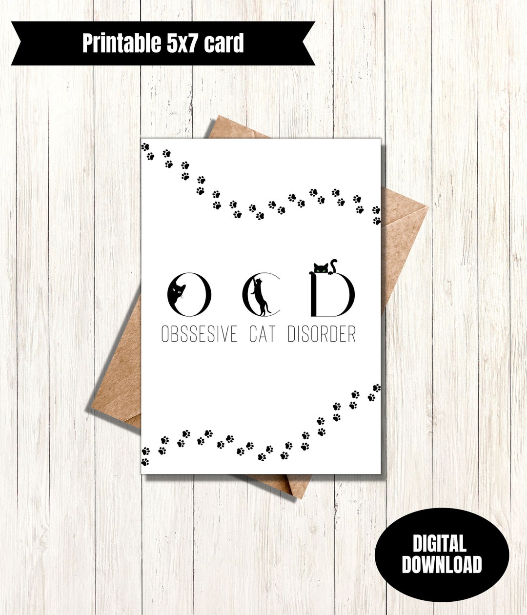 OCD Cat Lovers Card for Any Special Occasion - Etsy