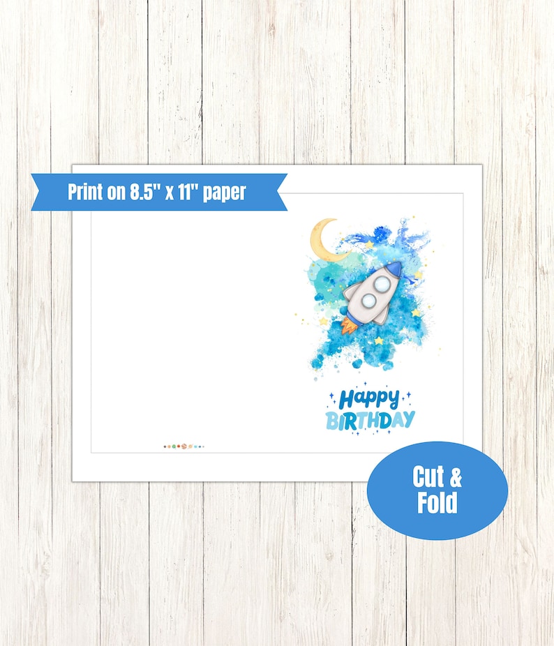 Rocket Ship Space Birthday Card Printable Greeting Card - Etsy
