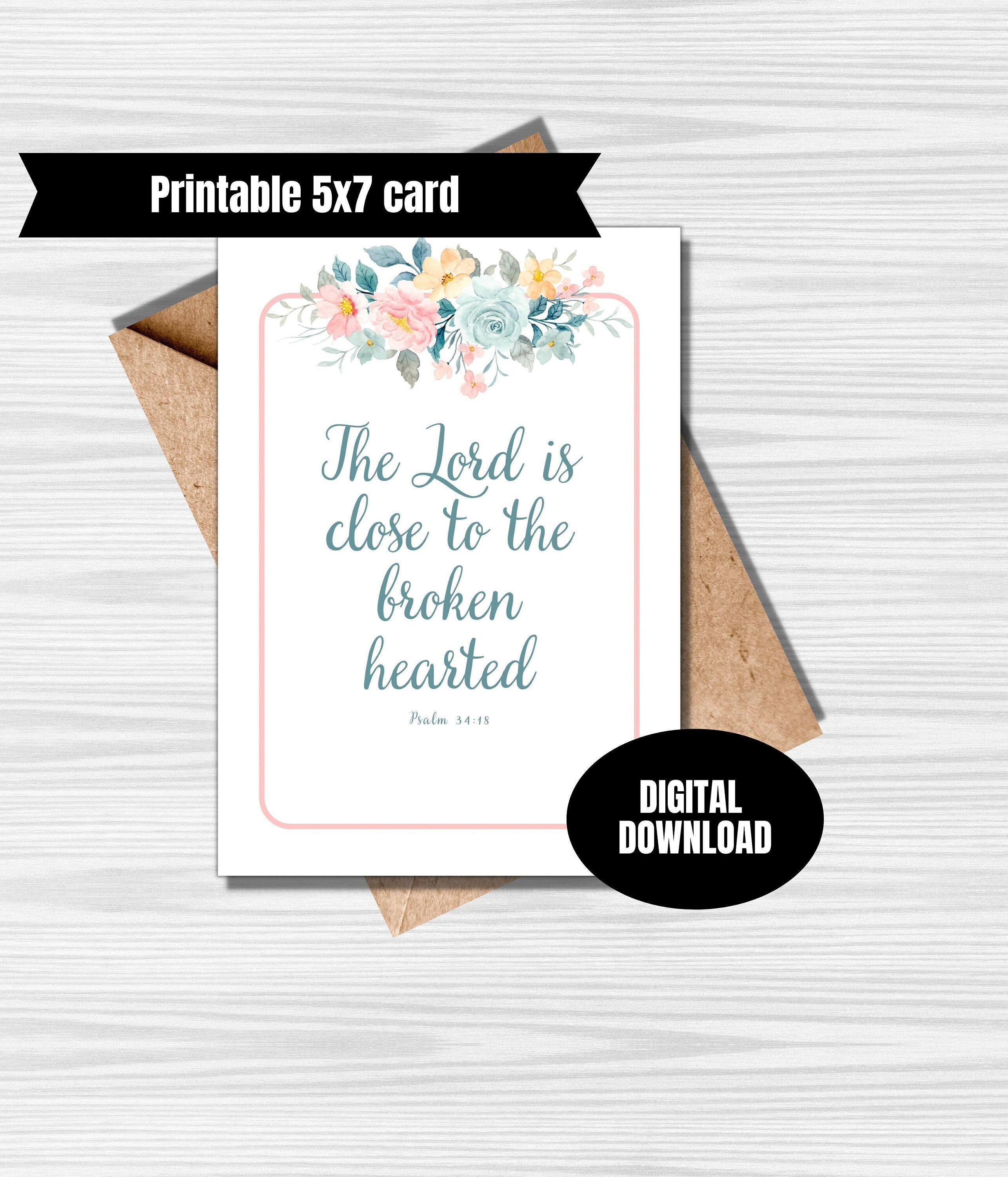 Printable 5x7 Christian Bible Verse Sympathy Card - Etsy