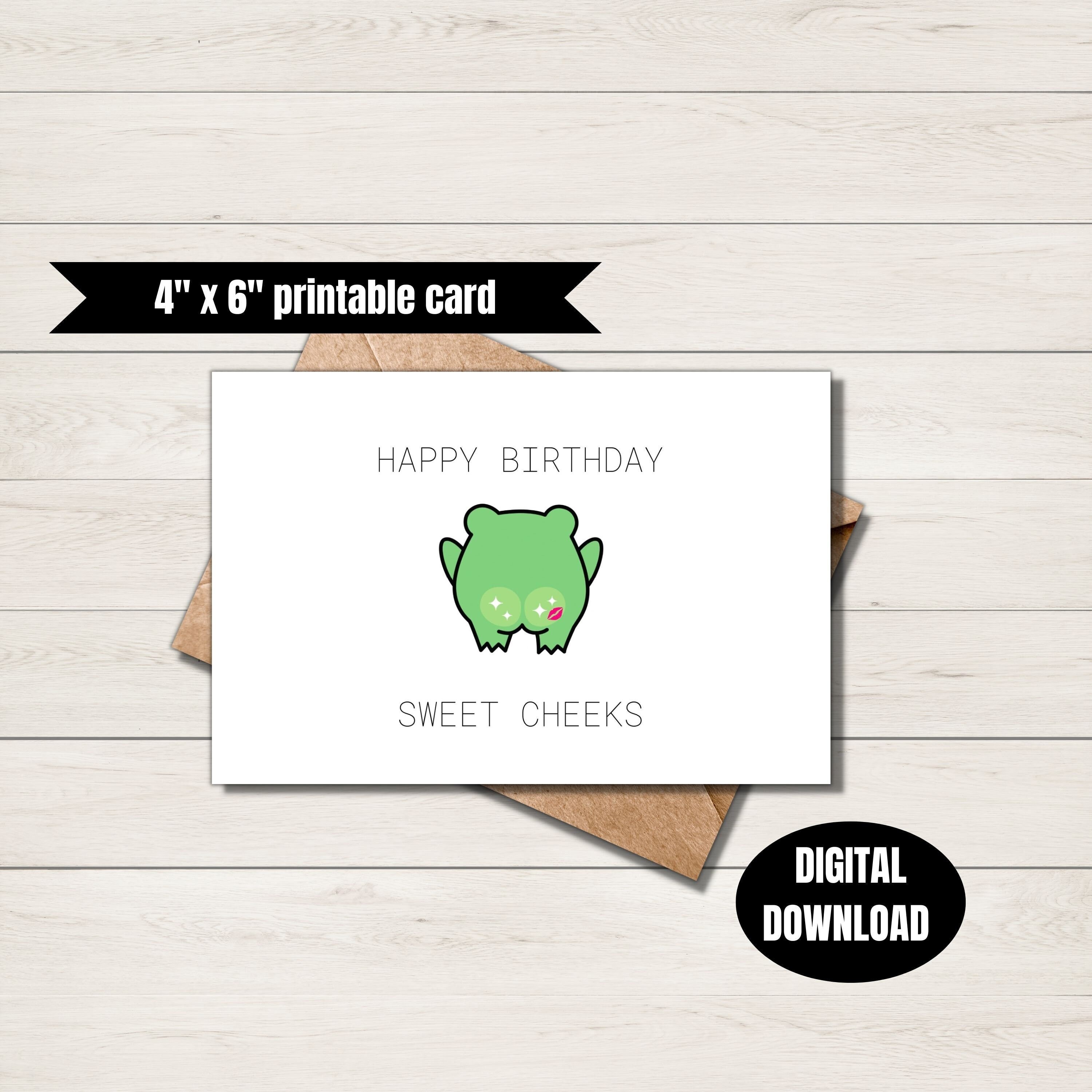 Happy Birthday Sweet Cheeks Frog Printable Greeting Card - Etsy