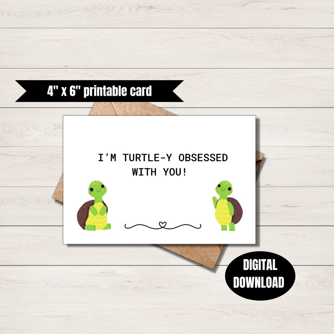 Cute Turtle Printable Greeting Card - Etsy