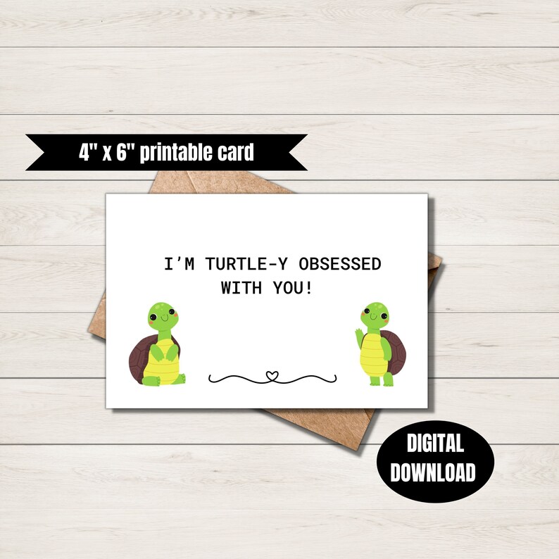 Cute Turtle Printable Greeting Card - Etsy
