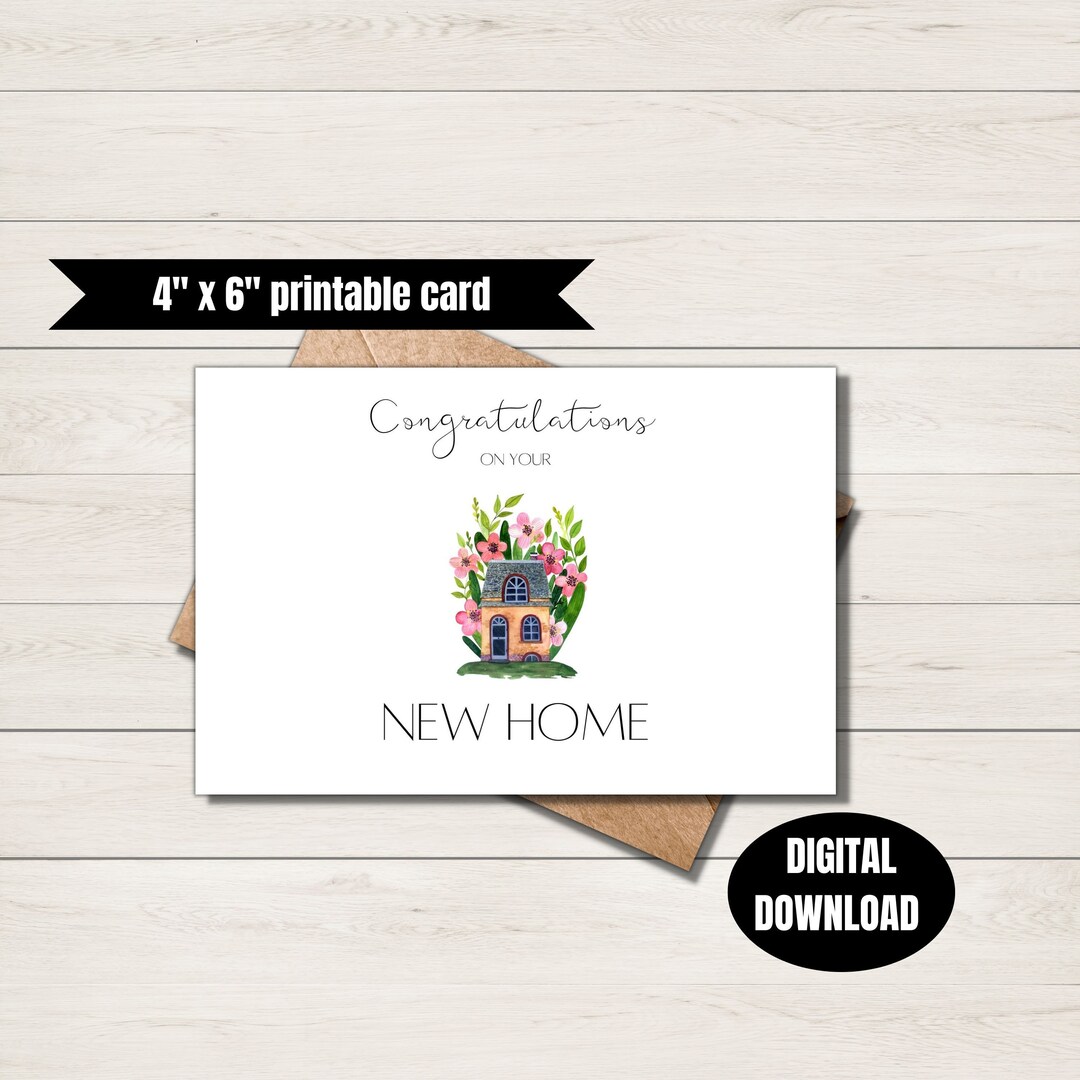 New Home Printable Greeting Card - Etsy